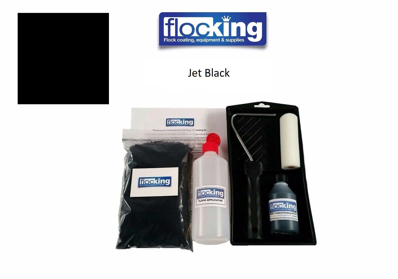 DIY Flocking Kit with Roller - Black Flock Fibre Powder Kit | Full Kit ...