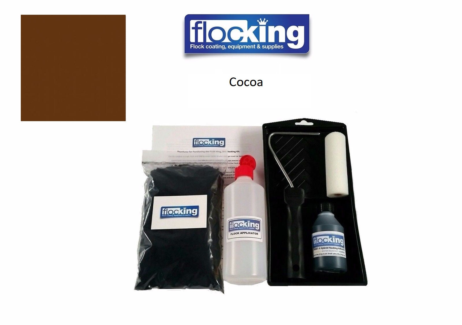 DIY Flocking Kit with Roller - COCOA Brown Flock Fibre Powder Kit ...